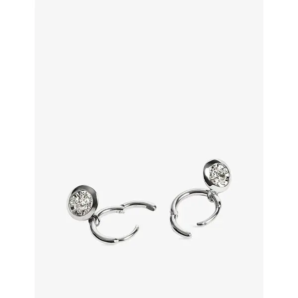 Monica Vinader Sterling And Lab-grown Diamond Oval Huggie Earrings