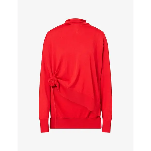 Magda Butrym Floral-trim Wool Jumper - Red
