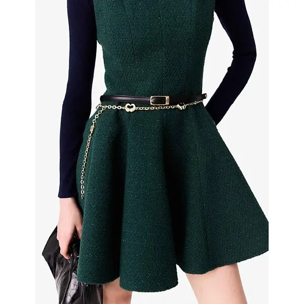 Maje Buckle Slim Leather Belt