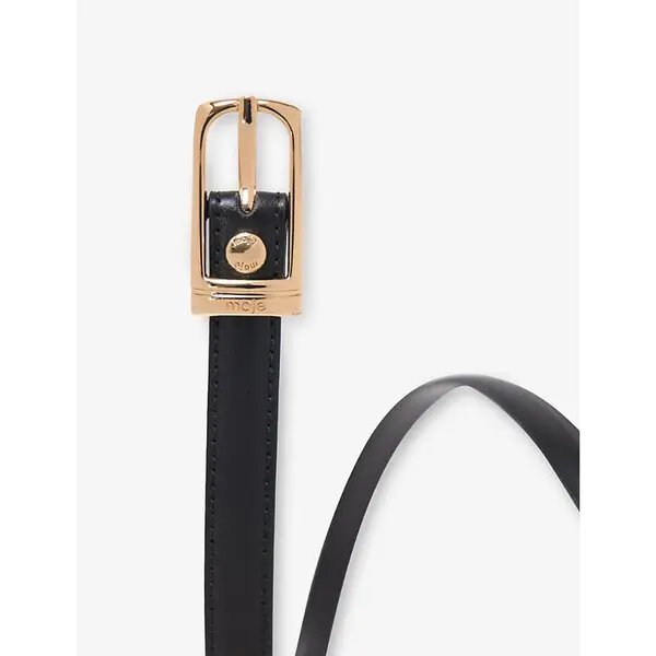 Maje Buckle Slim Leather Belt