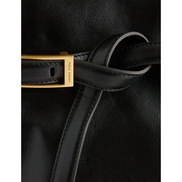 ANINE BING Elly Buckle Leather Tote - Black