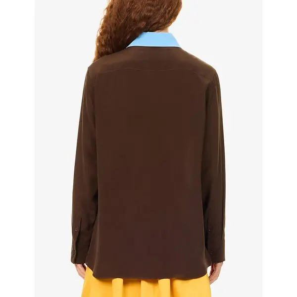 Max Mara Silk Shirt With Contrast Collar