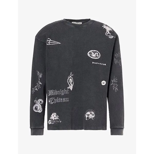 DUKE + DEXTER Mc Sketch Washed Printed Cotton Top - Grey