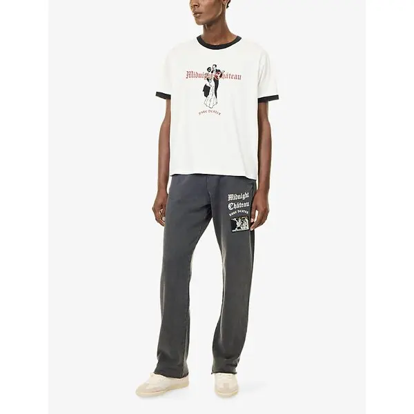 DUKE + DEXTER Washed Graphic-print Cotton Jogging Bottoms