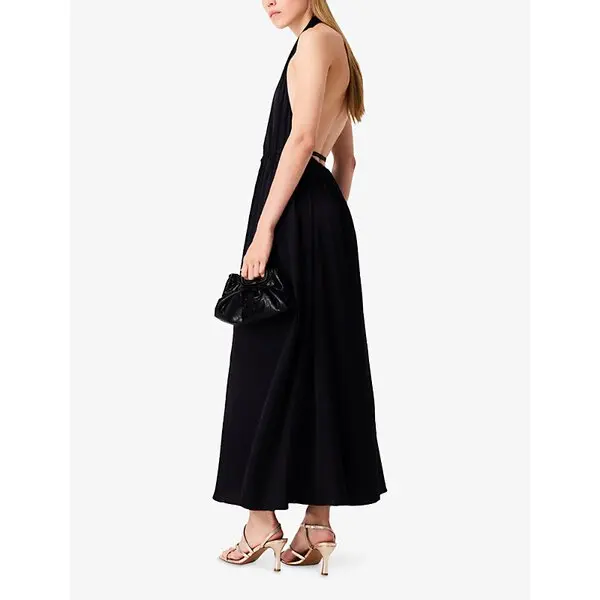 Maje Backless Halter-neck Stretch-woven Maxi Dress
