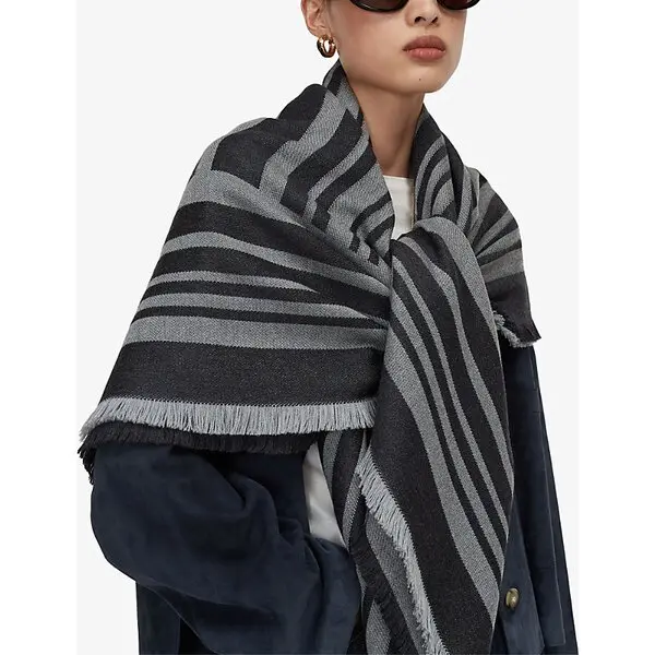 JOSEPH Neoma Striped Square Wool Scarf