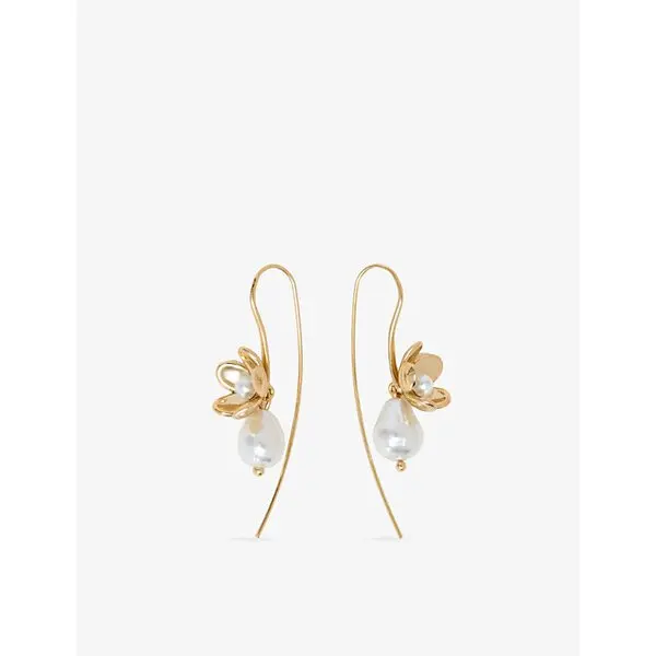 Maje Fine Flower -tone Brass Drop Earrings - Gold