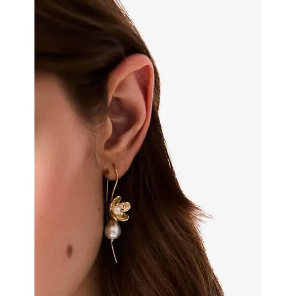 Maje Fine Flower -tone Brass Drop Earrings