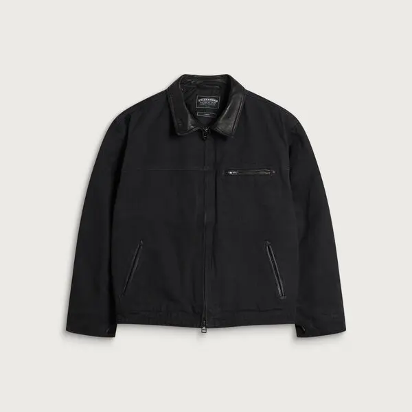 FRIZMWORKS Heavy Canvas Work Jacket With Distressed Detailing - Black