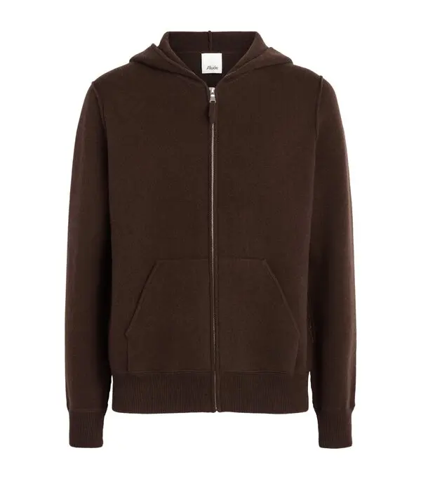 ALLUDE Wool-cashmere Zip-up Hoodie - Brown