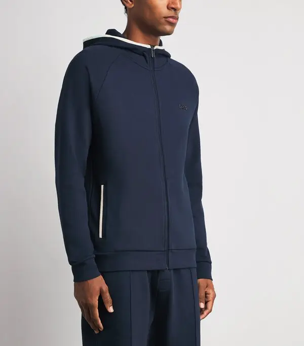 BOSS Contrast-trim Sense Zip-up Hoodie