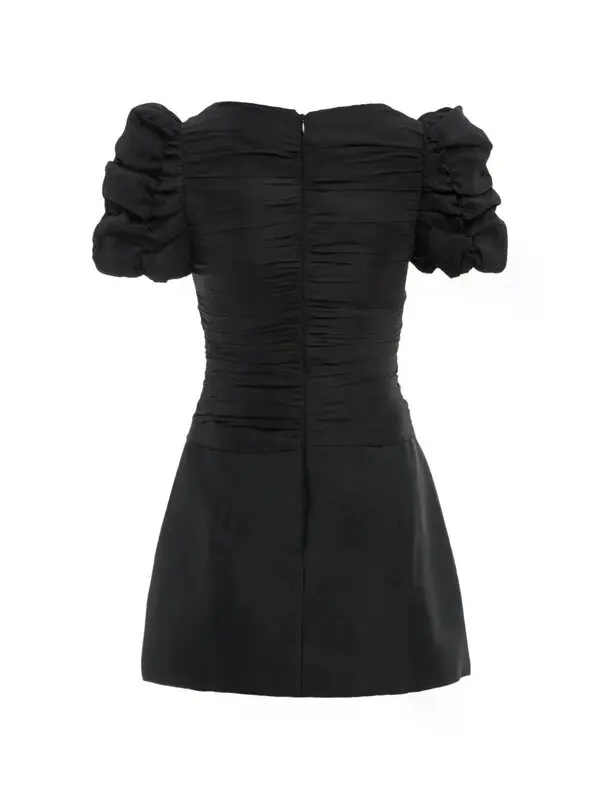 KENZIE KLAMBIE Ruched Floral-appliqué Mini Dress