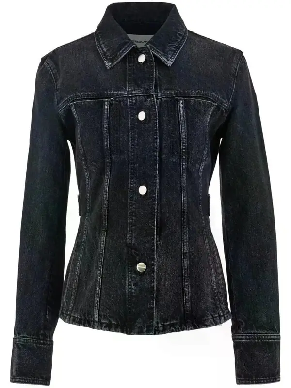 FERRAGAMO Logo-patch Faded Denim Jacket - Black