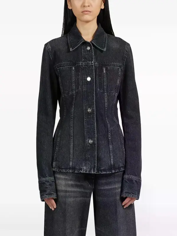 FERRAGAMO Logo-patch Faded Denim Jacket