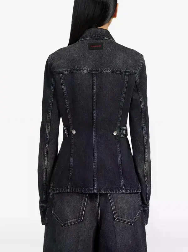 FERRAGAMO Logo-patch Faded Denim Jacket