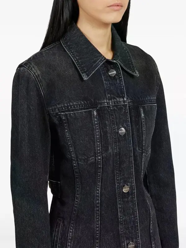 FERRAGAMO Logo-patch Faded Denim Jacket