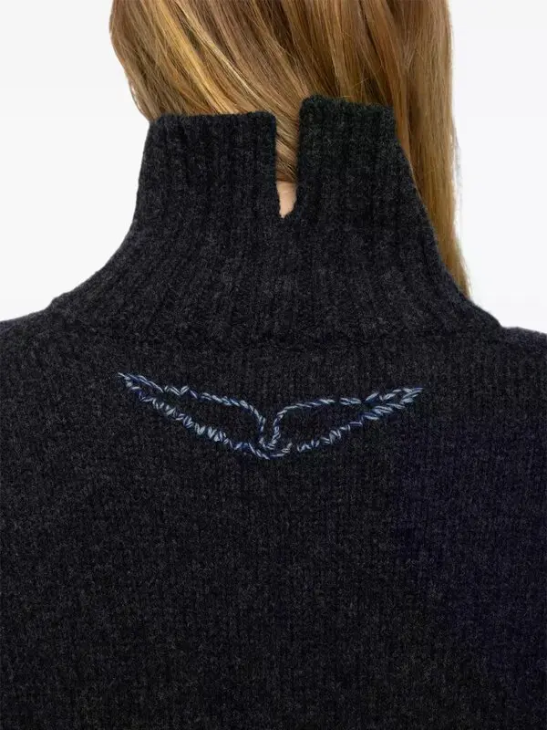 Zadig&Voltaire Bleeza High-neck Logo-embroidered Wool Sweater