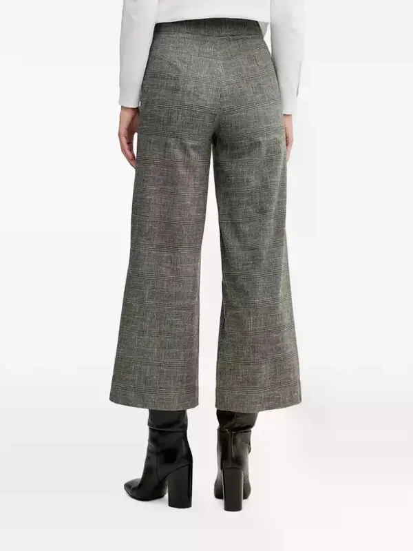 BENETTON Plaid Wide Leg Cropped Trousers