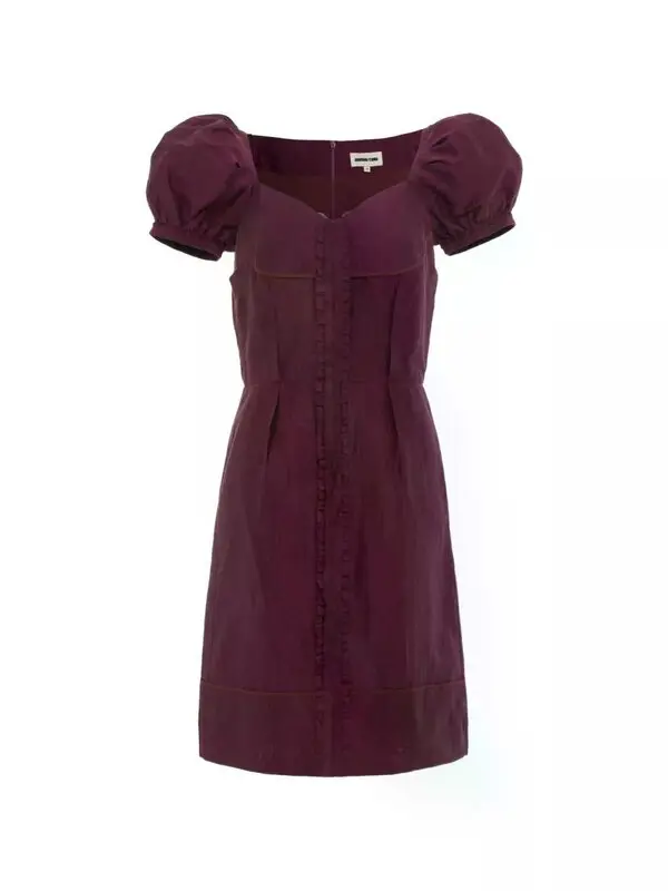 SHUSHU/TONG Ruffle-trimmed Puff-sleeve Midi Dress - Red