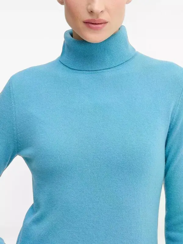 BENETTON Merino Wool Long Sleeve Turtleneck Sweater - Blue