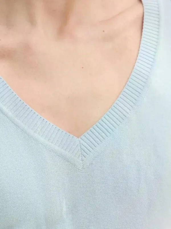 BENETTON V-neck Ribbed Knit Long Sleeve Sweater