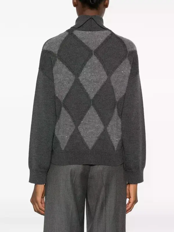Peserico Argyle-knit Sequin-embellished Sweater