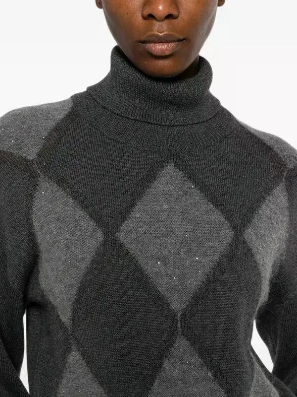 Peserico Argyle-knit Sequin-embellished Sweater