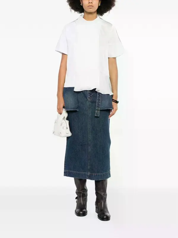 Sacai Peplum-detail Denim Skirt - Blue