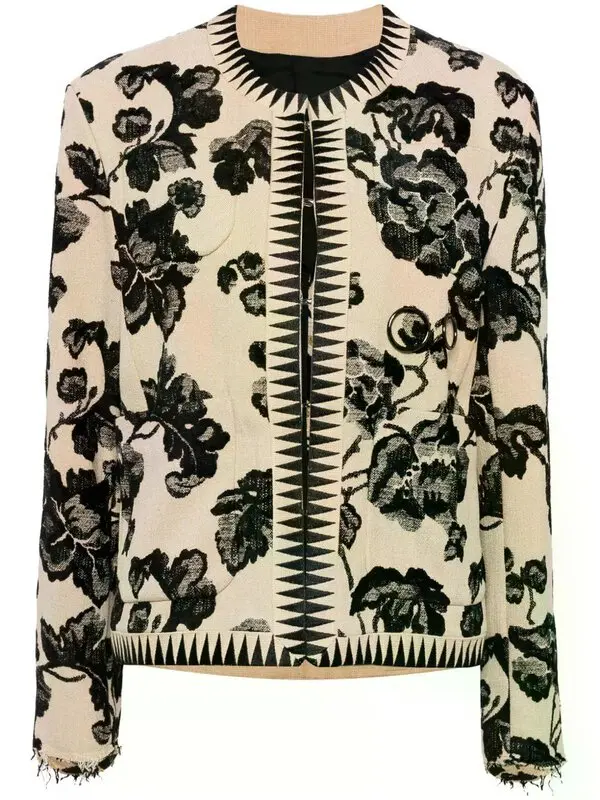 Undercover Floral-jacquard Jacket - Neutrals