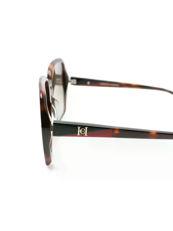 Carolina Herrera Tortoiseshell-effect Geometric-frame Sunglasses