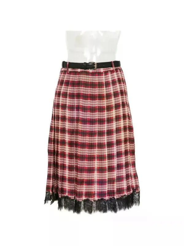 SELF-PORTRAIT Pleated Lace-trim Skirt