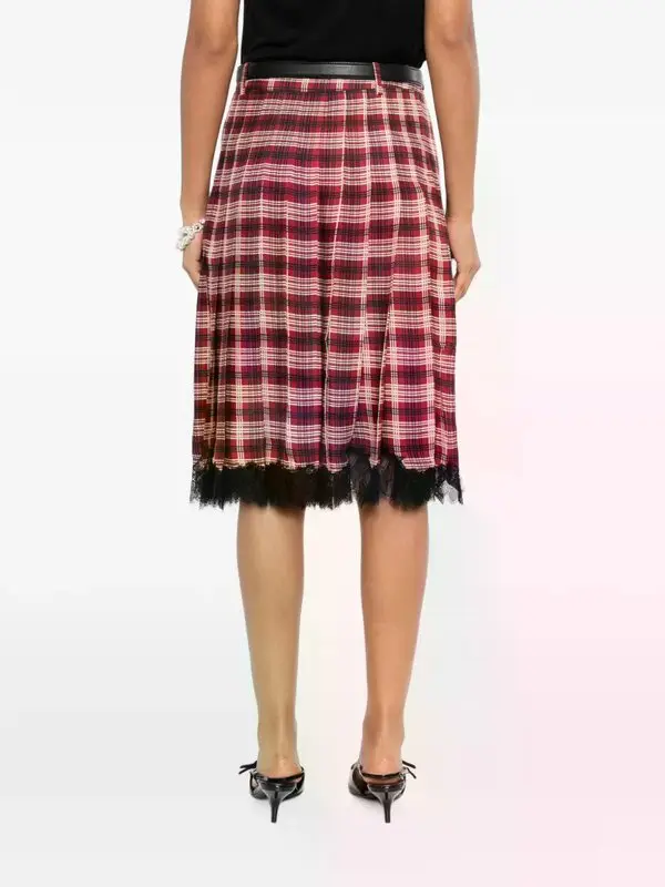 SELF-PORTRAIT Pleated Lace-trim Skirt
