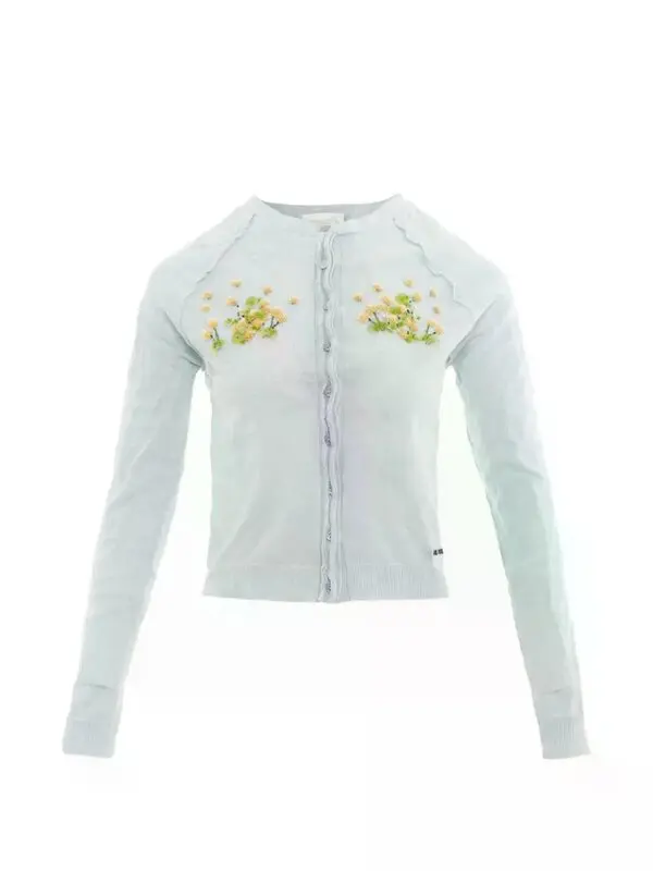 SHUSHU/TONG Beaded Floral Detail Cardigan - Blue
