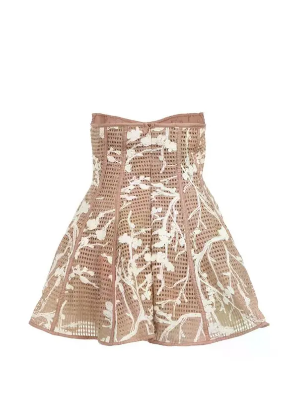 KENZIE KLAMBIE Floral Lace Strapless Mini Dress