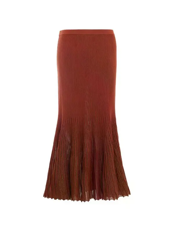 Ulla Johnson Vera Ribbed-knit Pleated Midi Skirt