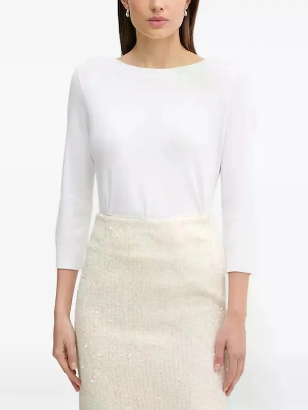 BENETTON Boat Neck Three-quarter Sleeve Top