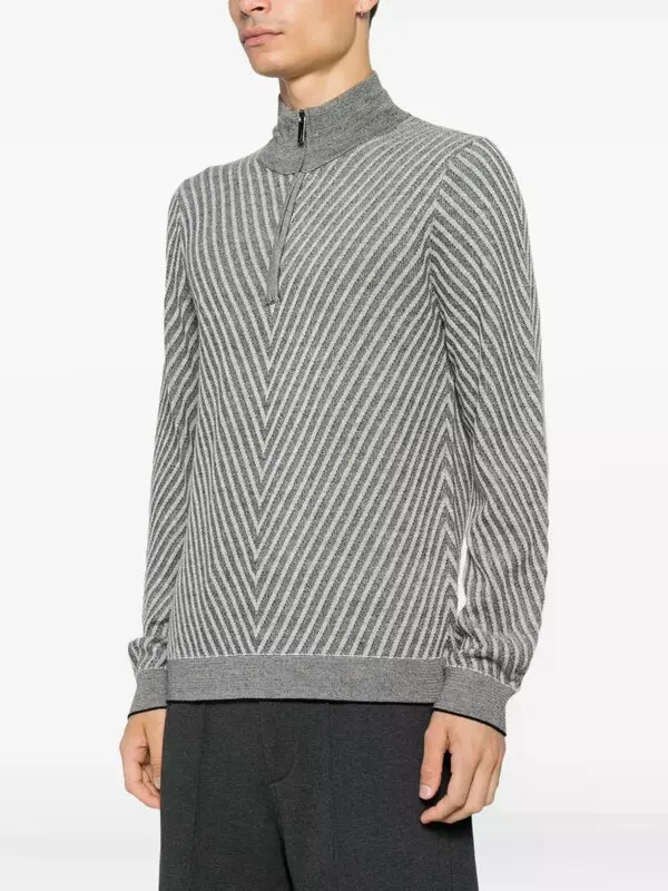 Emporio Armani Chevron-knit Half-zip Pullover