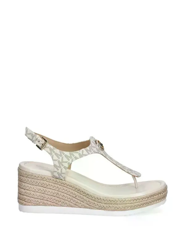 Michael Kors Val Wedge Sandals Flip-flop Style With Exclusive Logo - Neutrals