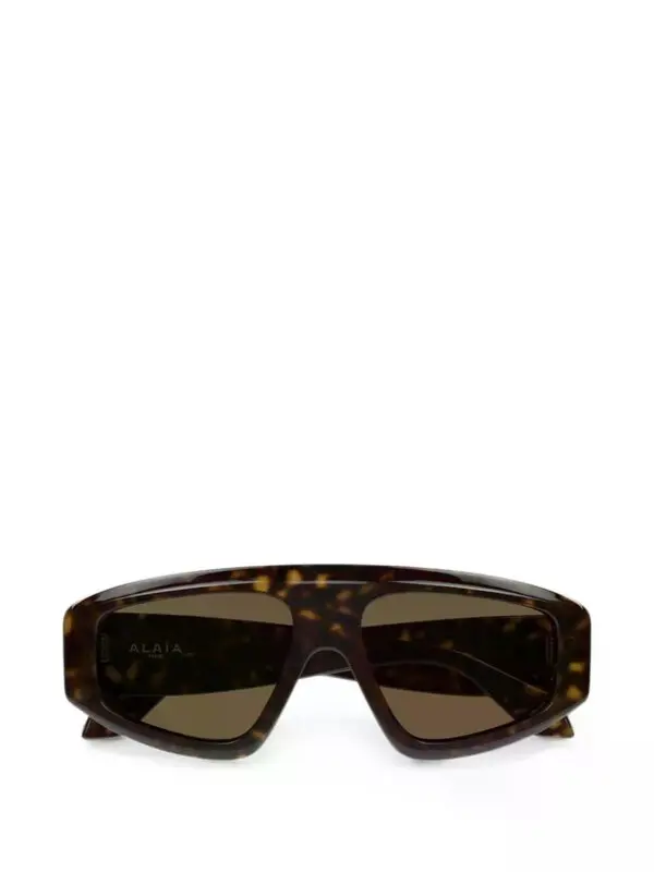 Alaïa Geometric-frame Sunglasses - Brown