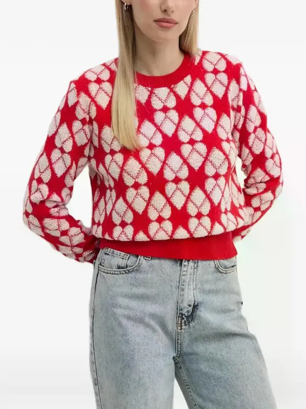 BENETTON Heart Pattern Sweater - Red