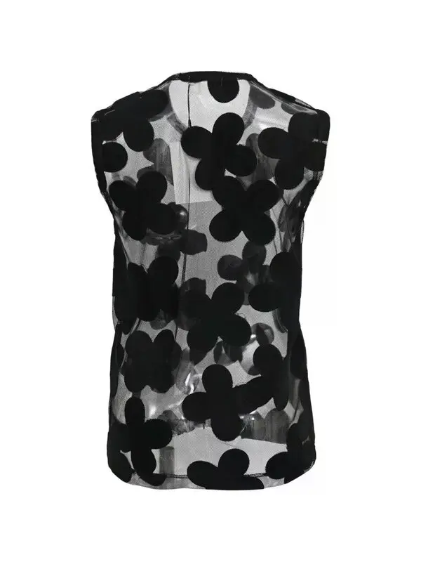 Comme Des Garçons Mesh Flower Appliqué Sleeveless Blouse