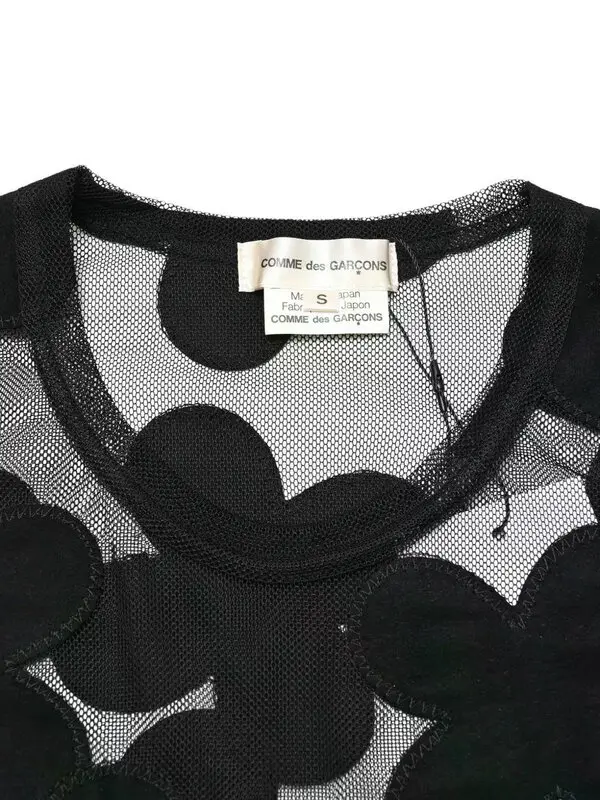 Comme Des Garçons Mesh Flower Appliqué Sleeveless Blouse