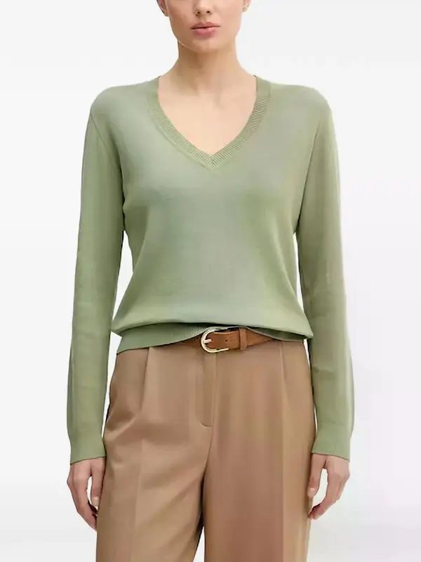 BENETTON V-neck Knitted Sweater - Green