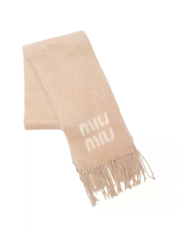 Miu Miu Logo-intarsia Fringed Scarf
