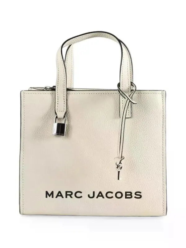 Marc Jacobs Logo-print Grained-leather Tote Bag - Neutrals
