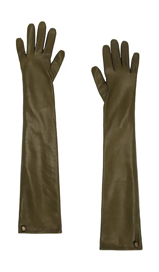 Zimmermann Long Leather Gloves - Olive