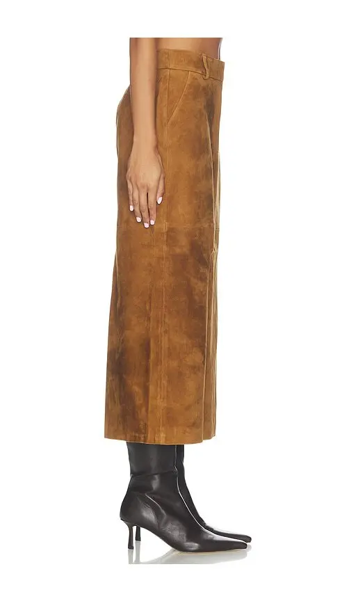 AEXAE Leather Suede Maxi Skirt In . Also