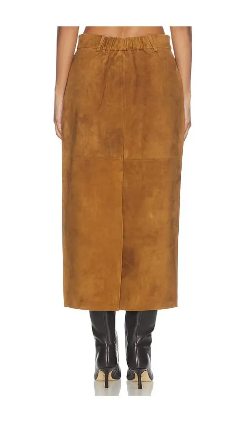 AEXAE Leather Suede Maxi Skirt In . Also