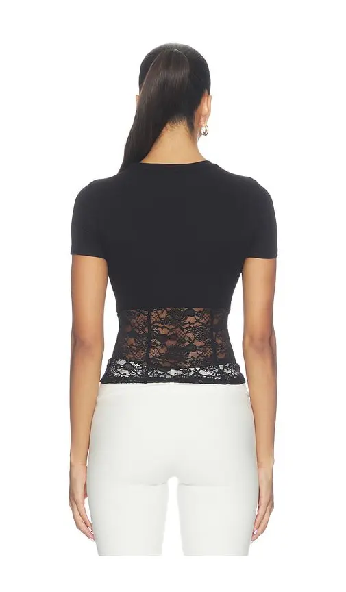Michael Lauren Ember Rib Lace Shortsleeve Tee In . Also