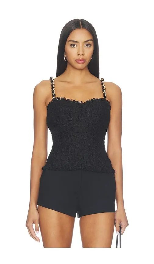Balmain Chain Straps Tweed Top In . Also - Black